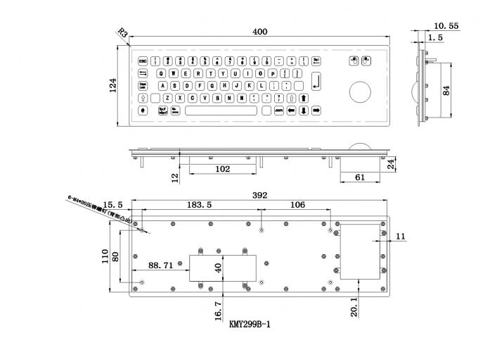 400×124mm Steel Mechanical Keyboard Full Metal Keyboard Support Linux Unix