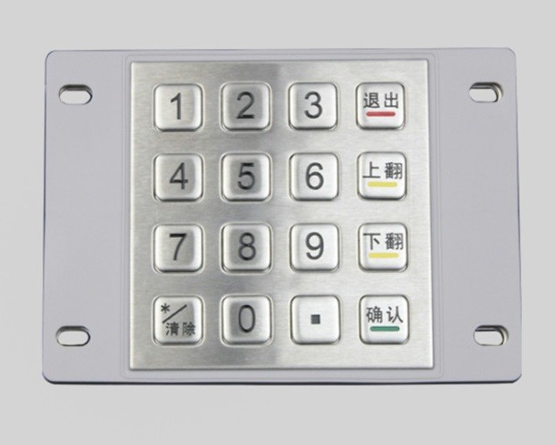 Waterproof IP65 Metal Numeric Keypad Non Encrypted 16 Keys ATM Pin Keypad