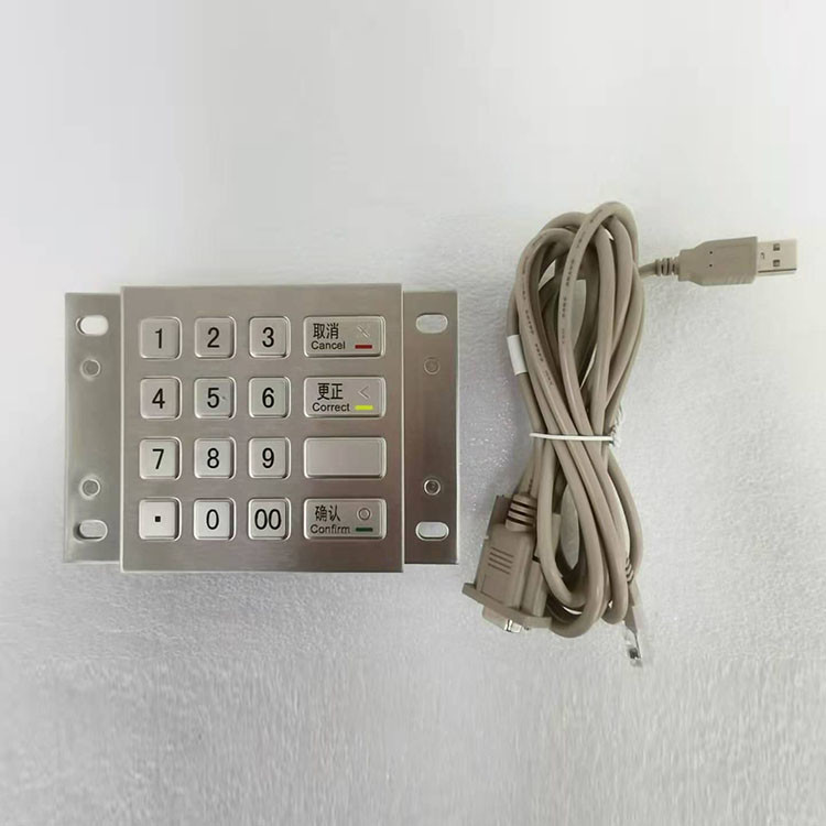 Encrypted IP65 16 Keys ATM EPP Payment Keypad For Banking Kiosk
